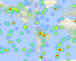 Earthquake heat map (2000-2015)